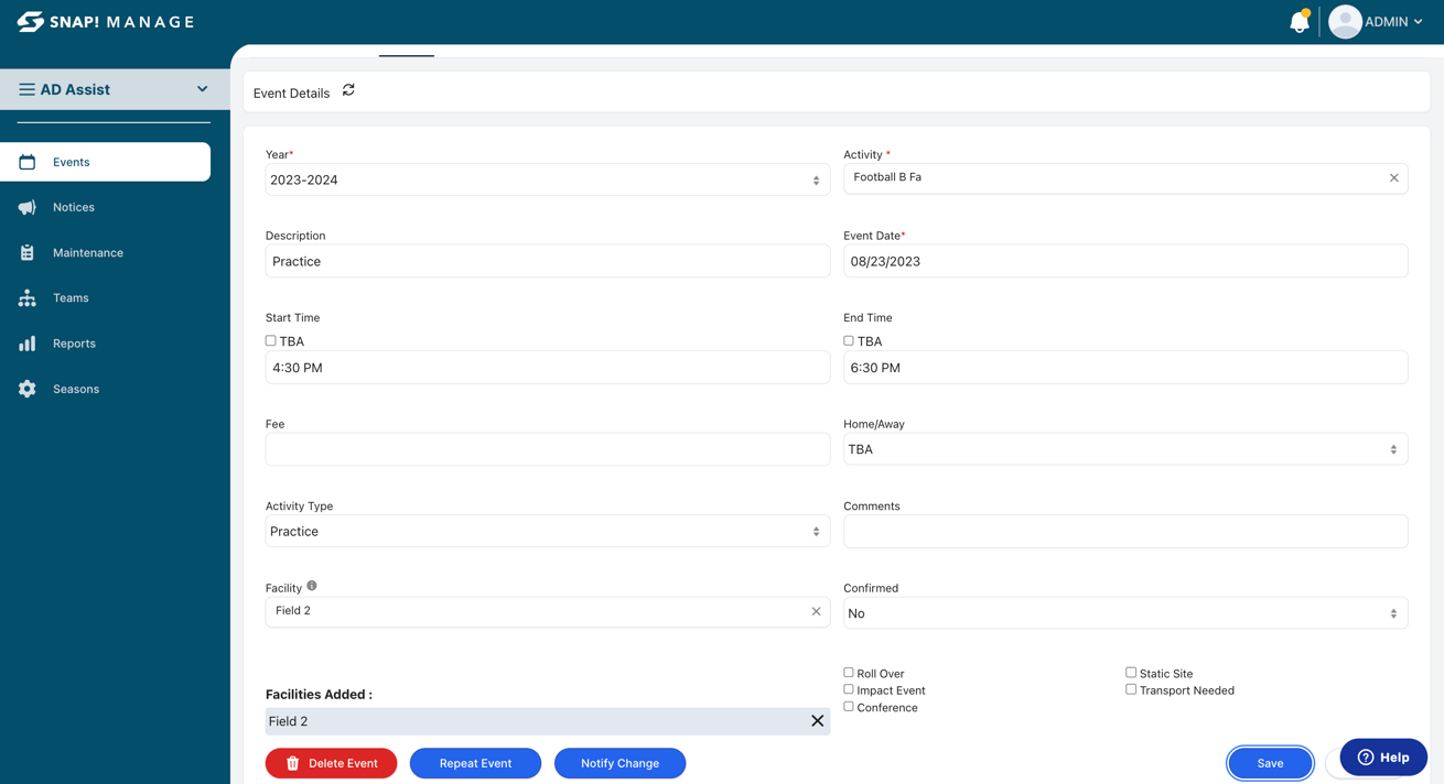 Add and Print a Practice Schedule