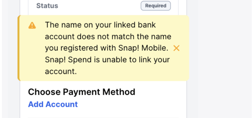 Troubleshooting Adding a Payment Method: Bank Account