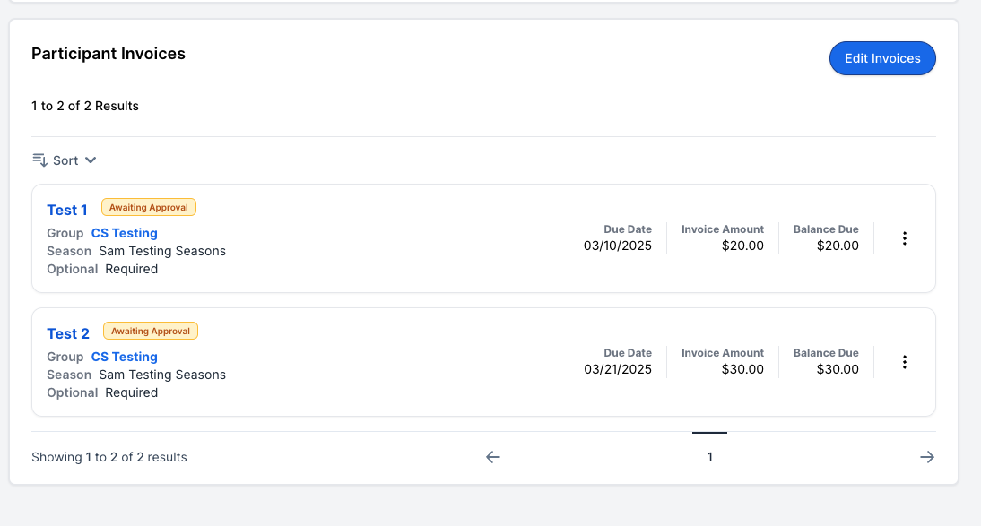 Bulk Edit An Individual Player's Invoices
