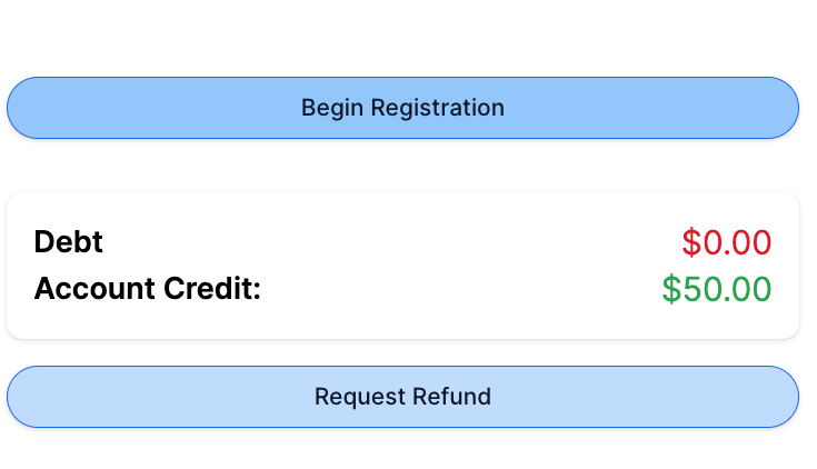 How to utilize my credits (during Registration or as a Refund Request)