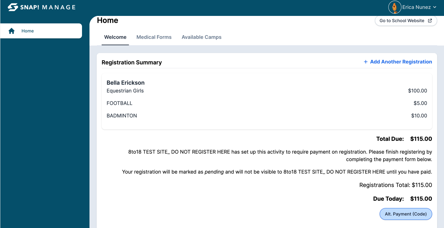 How to use an alternate payment code